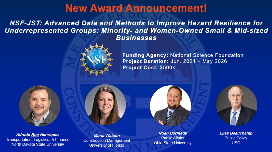 Watson and Team Receive $500K NSF Award to Advance Hazard Resilience Research | M.E. Rinker, Sr ...